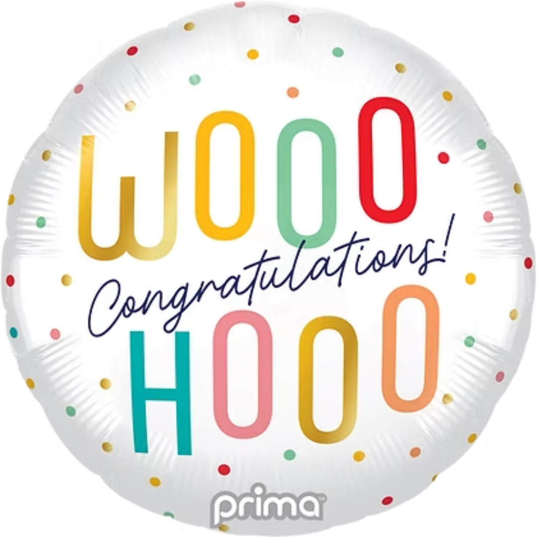 Prima Woohoo Congratulations Colourful Dots Round – Pro Balloon Shop